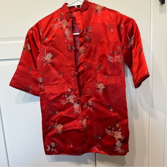 Source Unknown | Shirts & Tops | Vintage Red Satin Chinese Childrens ...